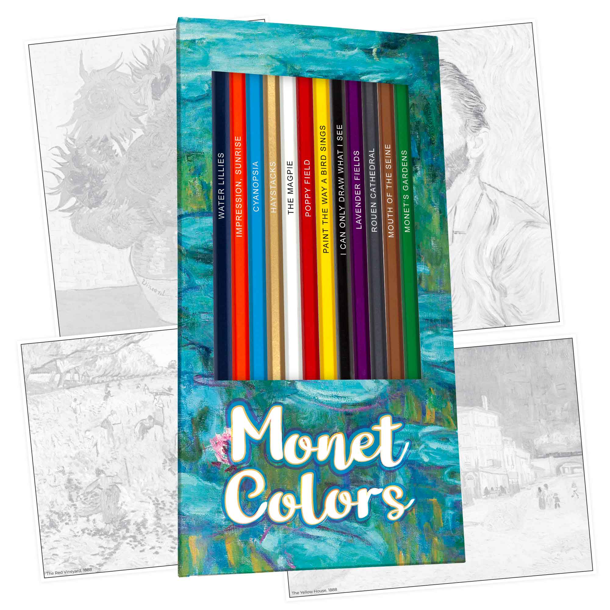 Monet Inspired Colored Pencils & Coloring Pages - 'Monet Colors' – Pop ...