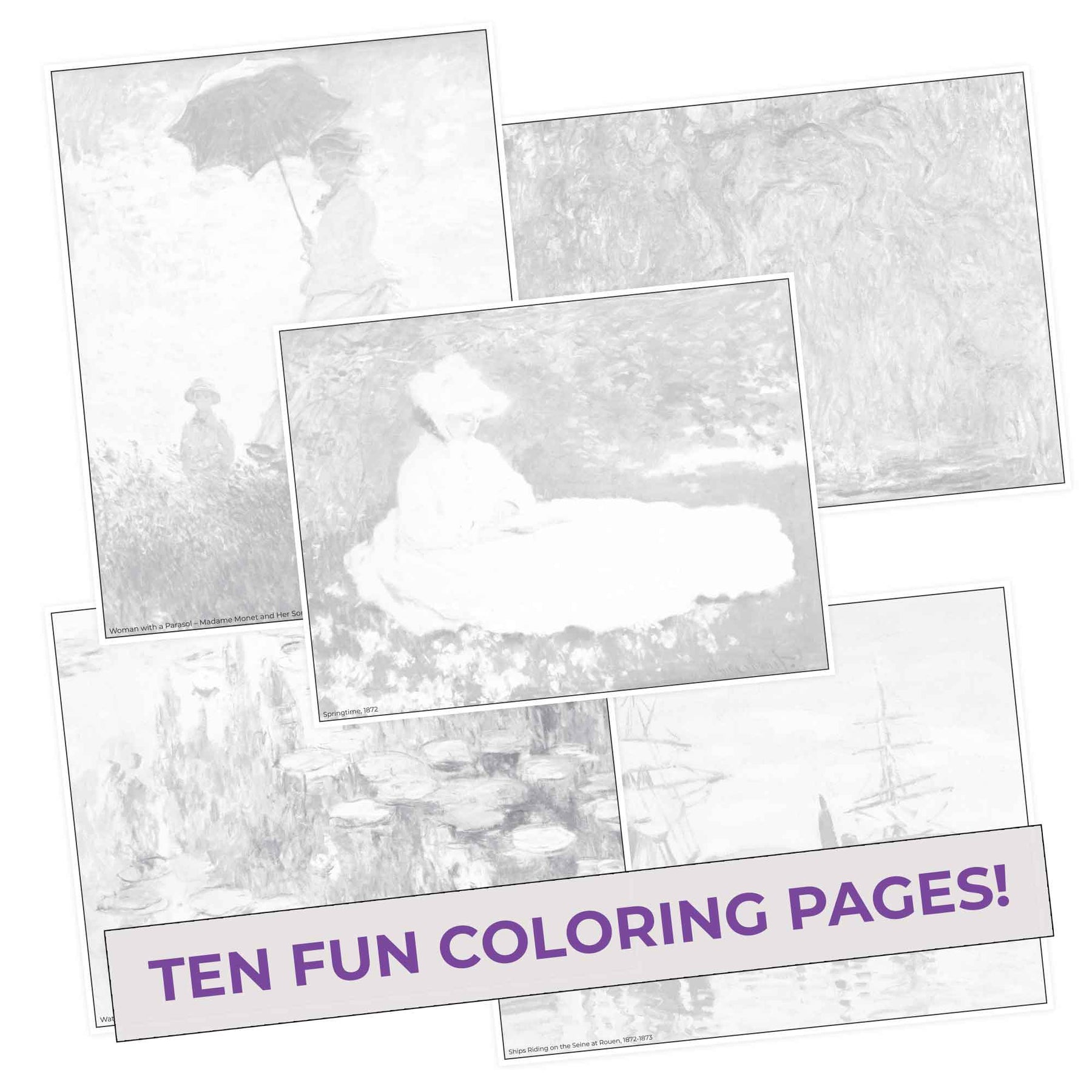 Monet Inspired Colored Pencils & Coloring Pages - 'Monet Colors' – Pop ...