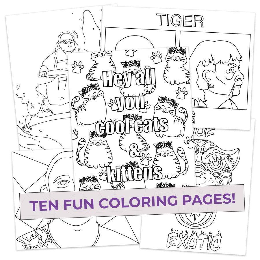 Tiger King Inspired Coloring Pages (10 Pack) – Pop Colors